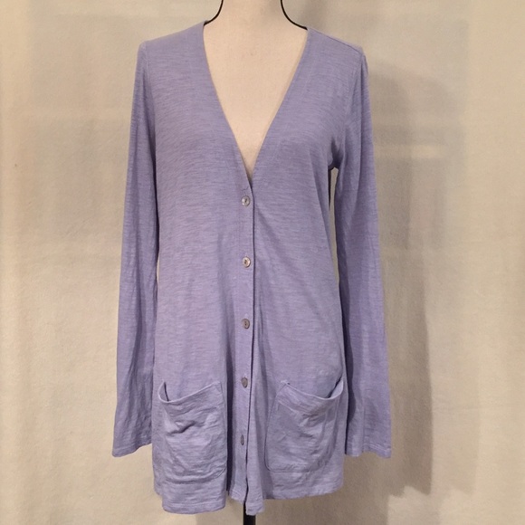 J. Jill | Sweaters | J Jill Periwinkle Blue Roll Sleeve Vneck Cotton ...